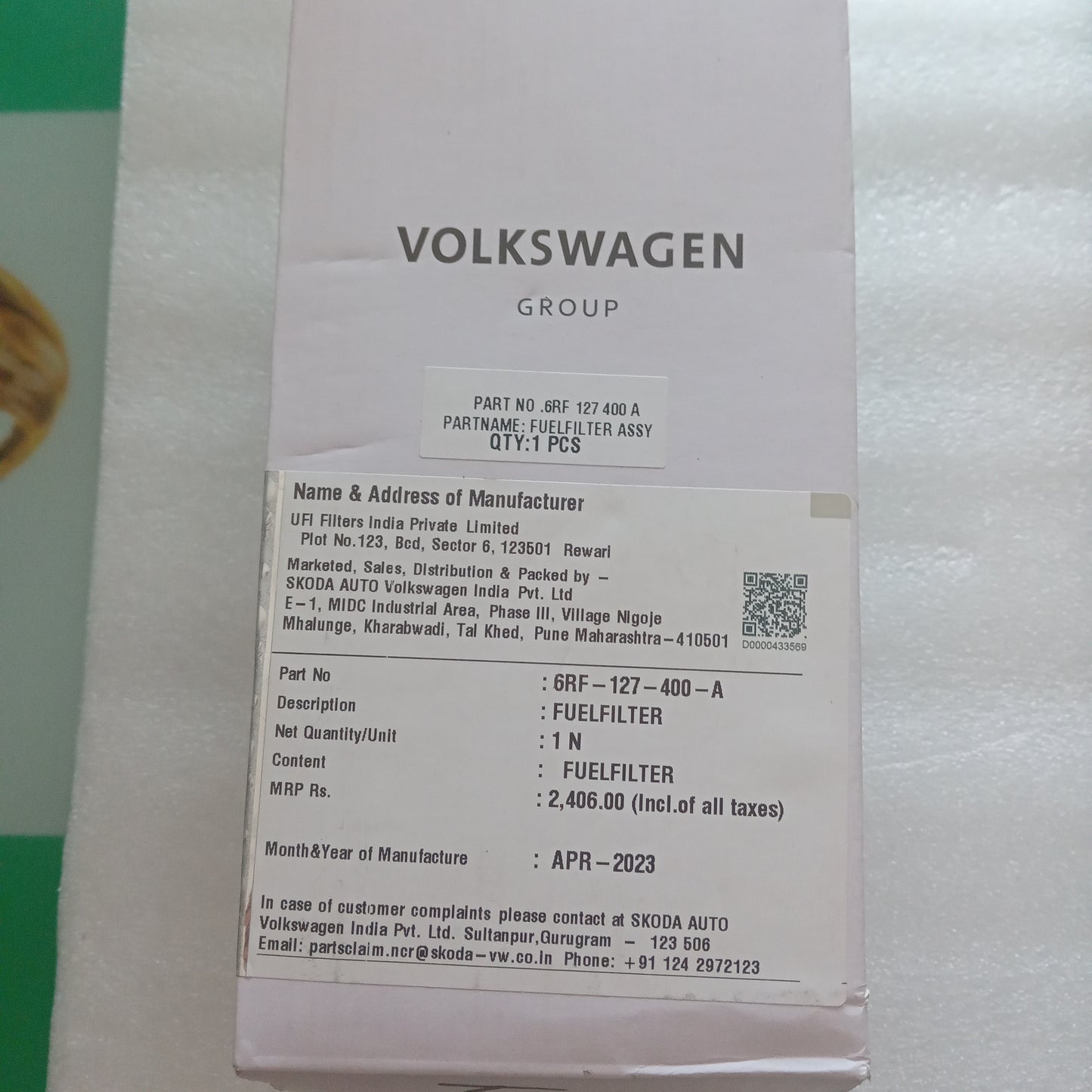 VW Polo, Vento Diesel Type 1 Fuel Filter - 6RF127400A VW – Motorparts ...