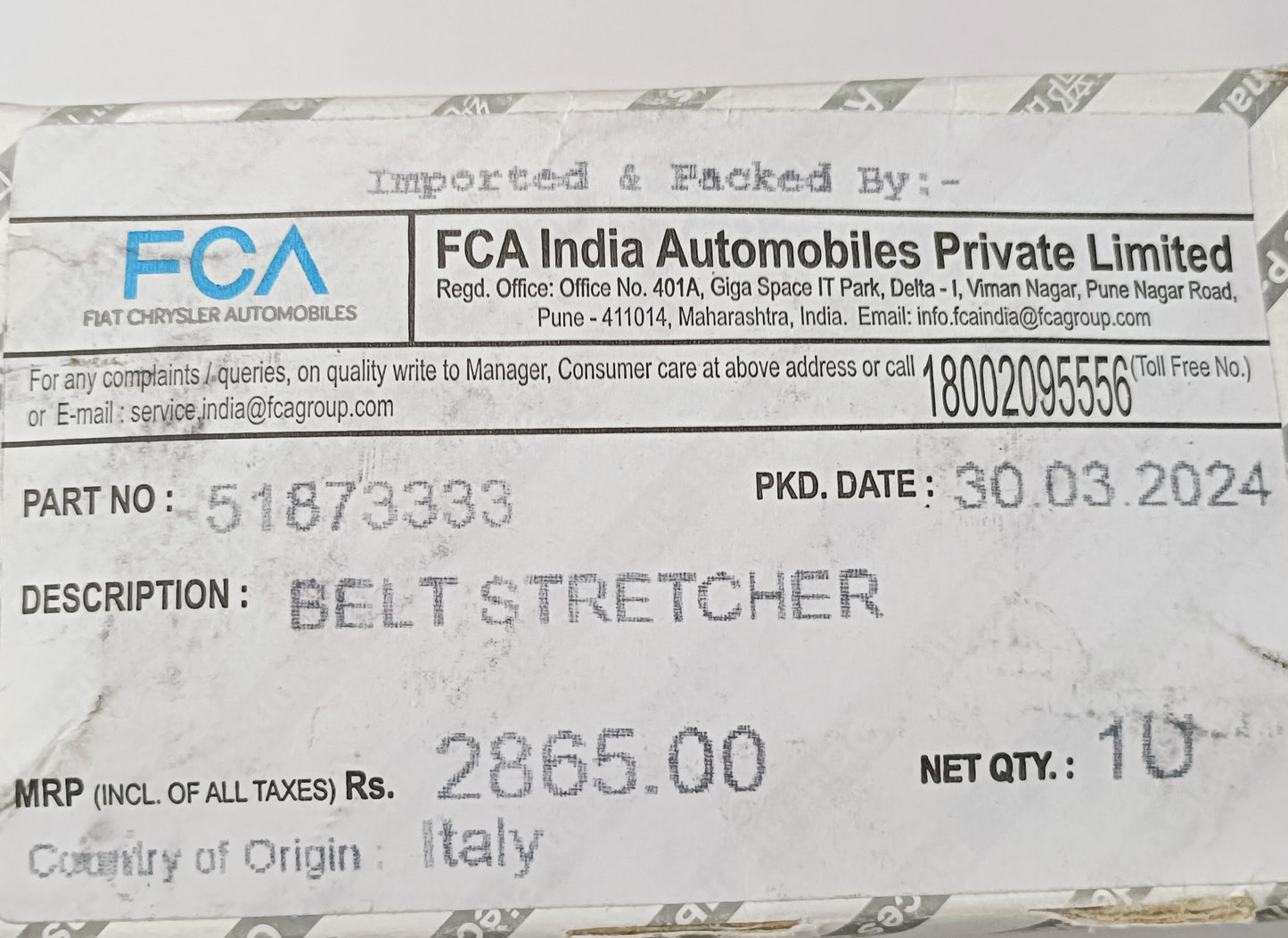 Jeep Compass, Tata Harrier Fan Belt Adjuster - 51873333 Jeep ...