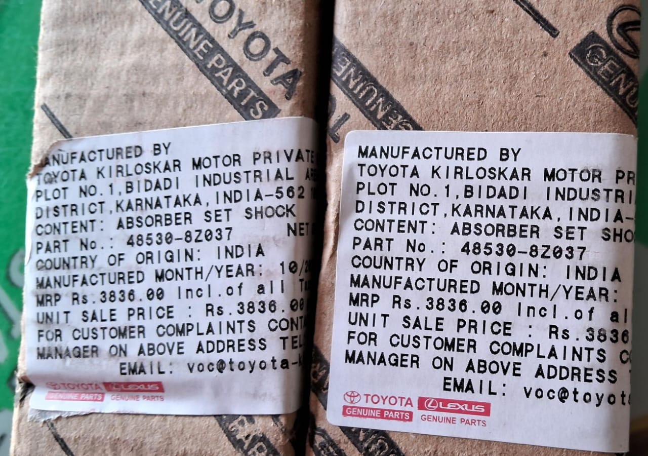 Toyota Innova Crysta - Rear Shock Absorber Set of 2 - 48530-8Z037 - To ...