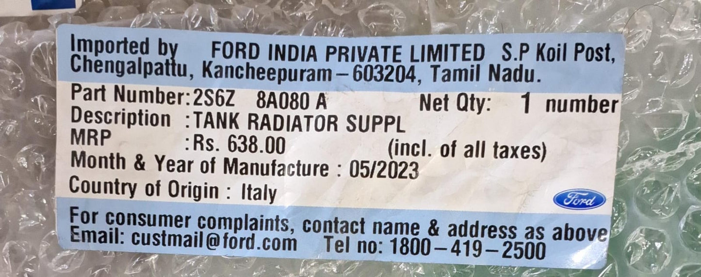 Ford Figo Petrol - Coolant Bottle 2S6Z 8A080 A - Ford – Motorparts Junction